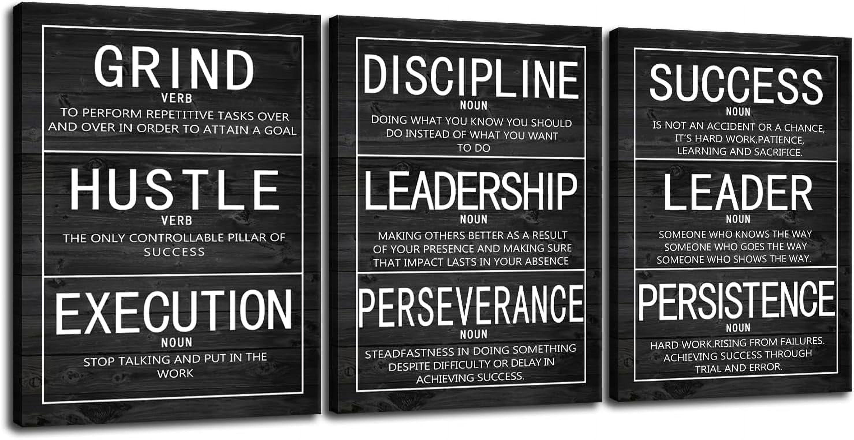 3 Panel Inspirational Canvas Perseverance Discipline Consistency Print ...