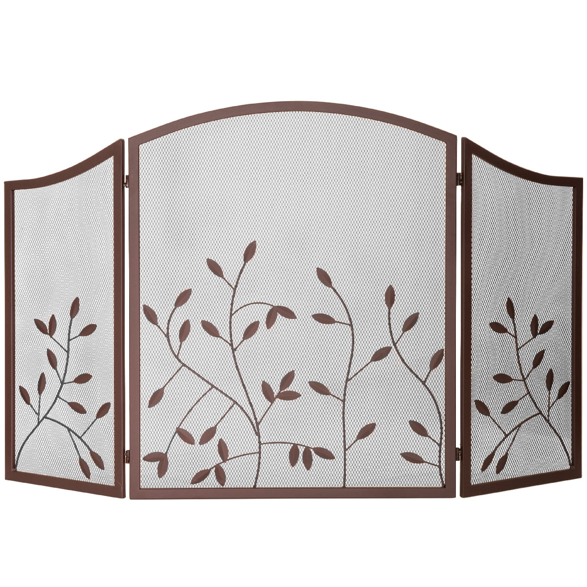 Barton 3 Panel Fireplace Screen Wrought Iron Large Screen Leaf ...