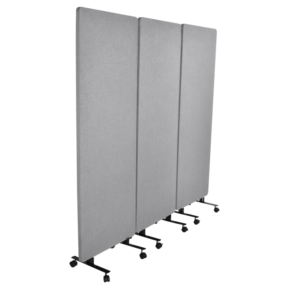 3-Panel Office Partition with Wheels, 72 x 66in Sound Dampening Divider ...