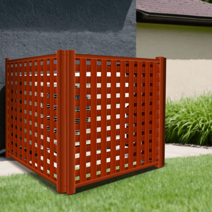 3 Panel Outdoor AC Fence, Wooden Privacy Enclosure, 32.7in x 37in ...