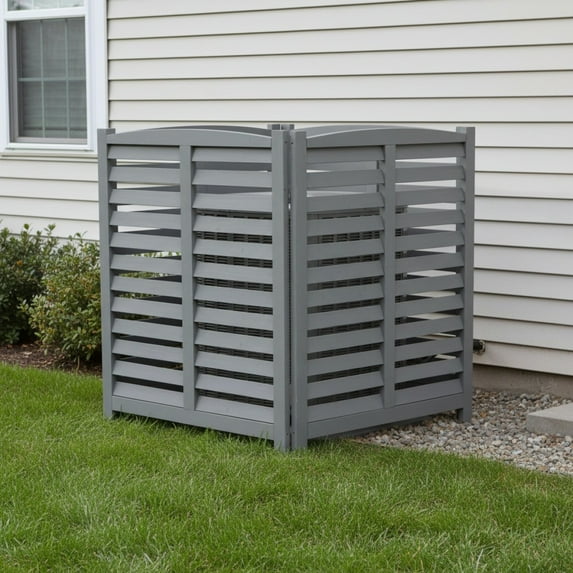 3-Panel Outdoor Air Conditioner Fence 3-Section 32" W x 38" H Wooden ...