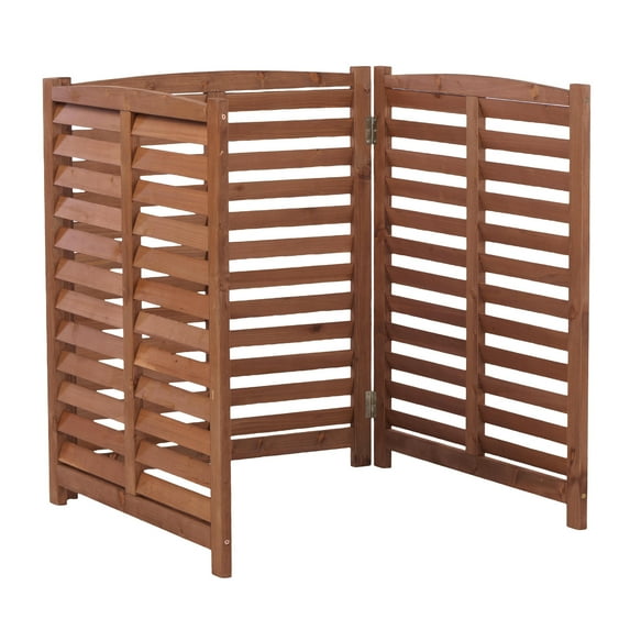 3-Panel Outdoor Air Conditioner Fence 3-Section Outdoor Wooden Screen ...