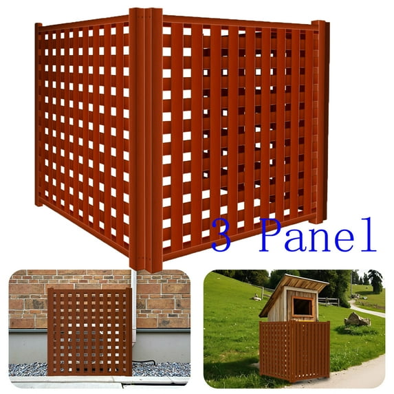 3 Panel Outdoor Wood Privacy Screens, 37"L x 32.7"W Air Conditioner ...