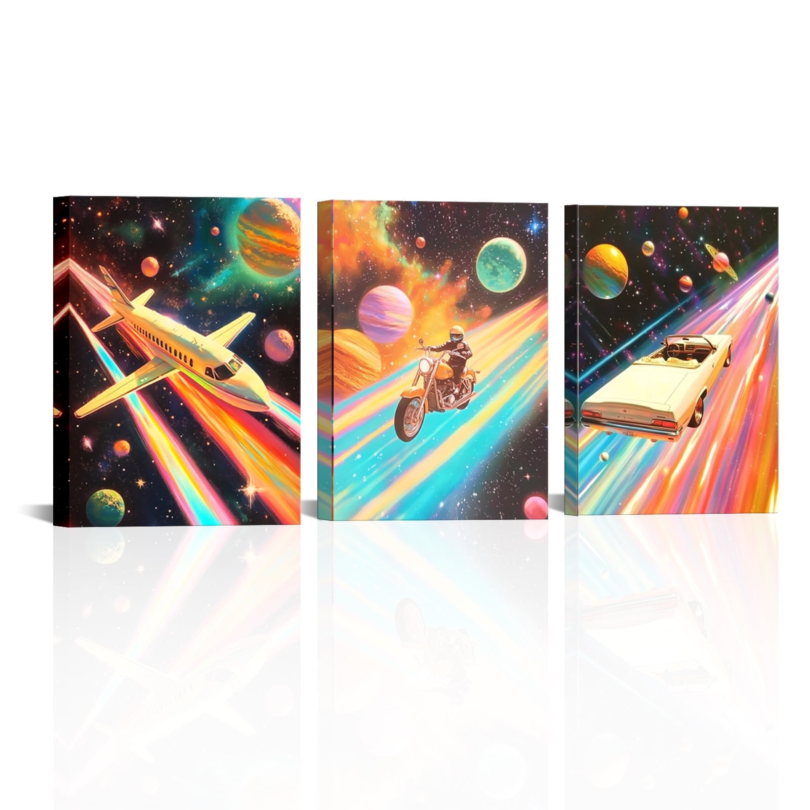 3 Panel Outer Space Room Decor Space Decor for Boys Room Space Shuttle ...