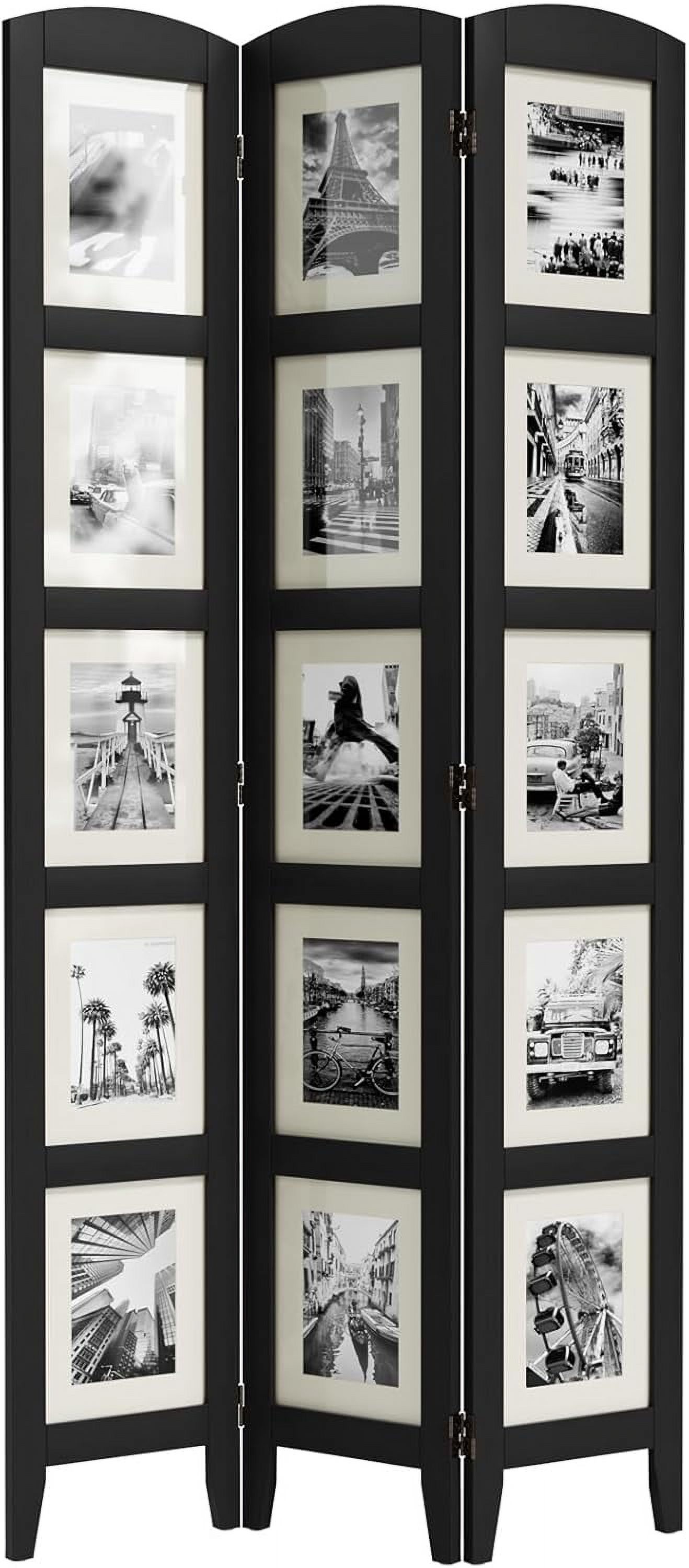 3 Panel Photo Room Divider Screen, Solid Wood Divider for Room Separation for 8x10 Picture Frame ...