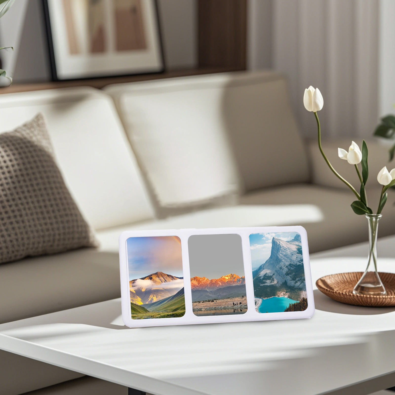 Dtchengua 3-Panel Picture Frame - Modern Tabletop or Wall Mount Display ...