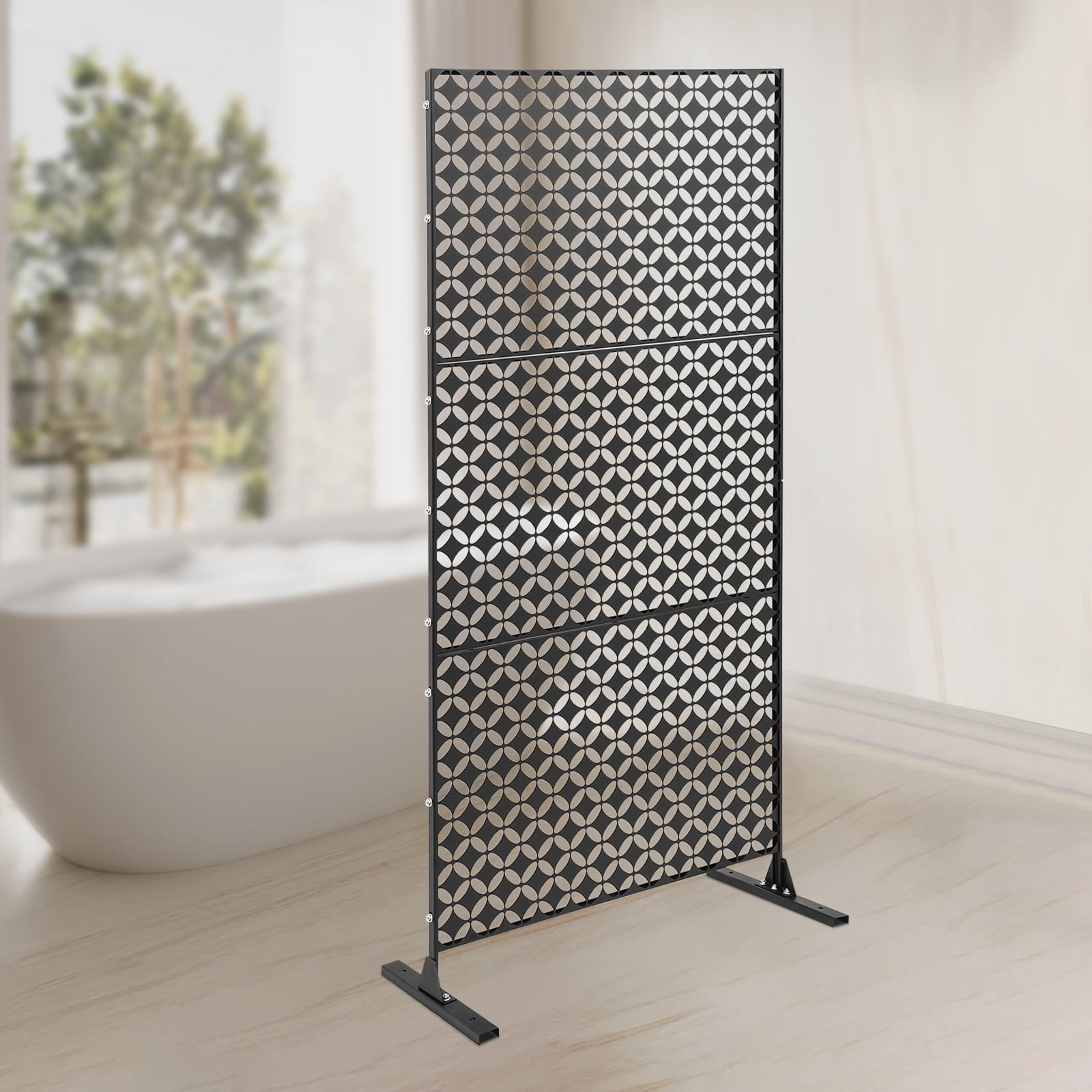 3-Panel Privacy Screen, 190cm Total Height Laser Steel, Rust-Proof ...
