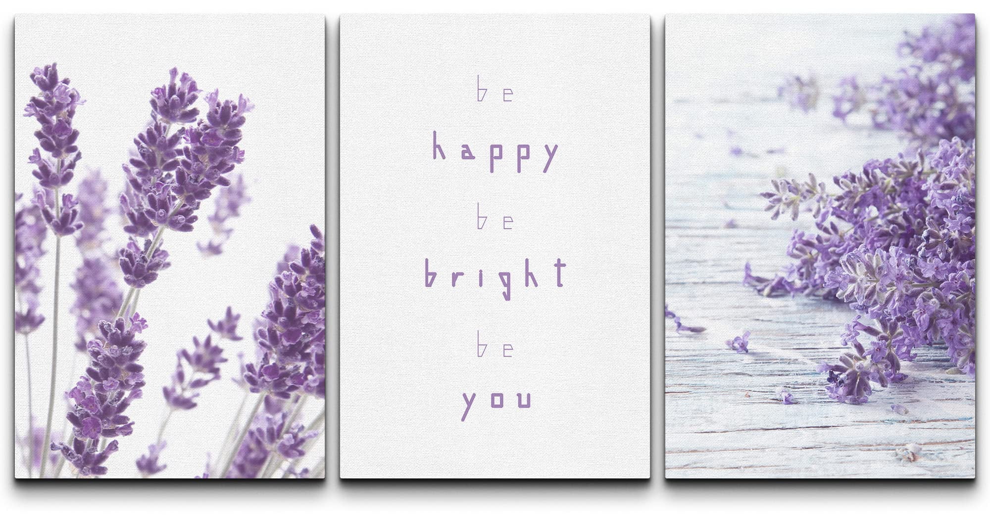 Wall Decor, 3 Panel Floral Pictures - 24x36 Purple Lavender Flowers ...