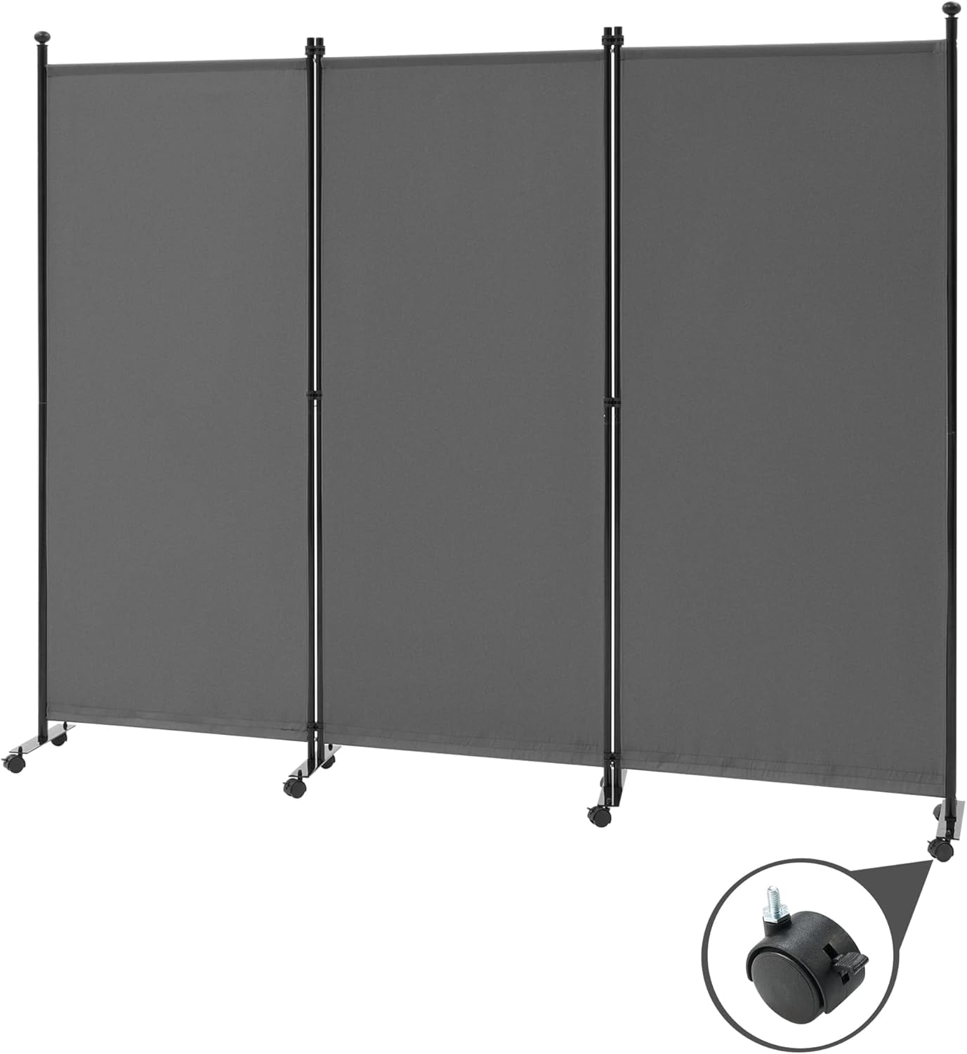 3 Panel Rolling Room Divider, Folding Partition Privacy Screens ...
