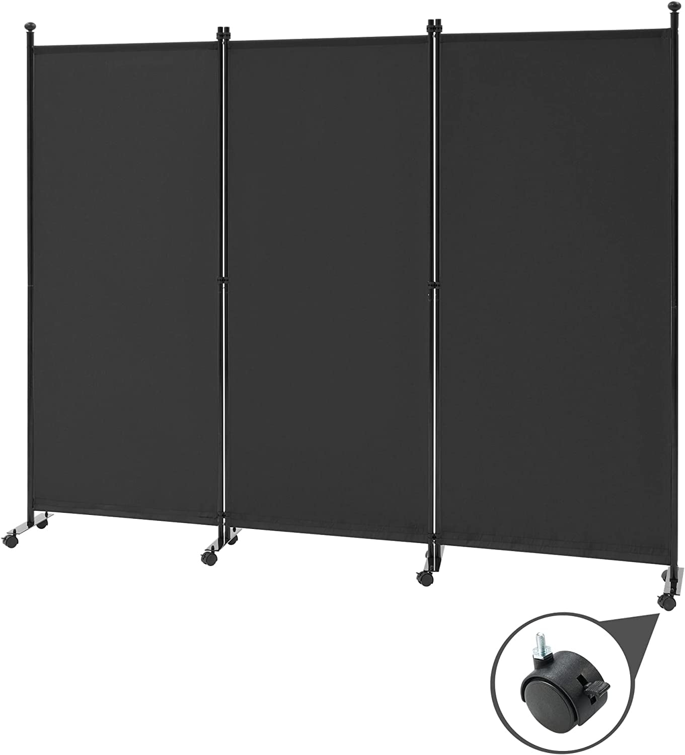 3 Panel Rolling Room Divider, Folding Partition Privacy Screens ...