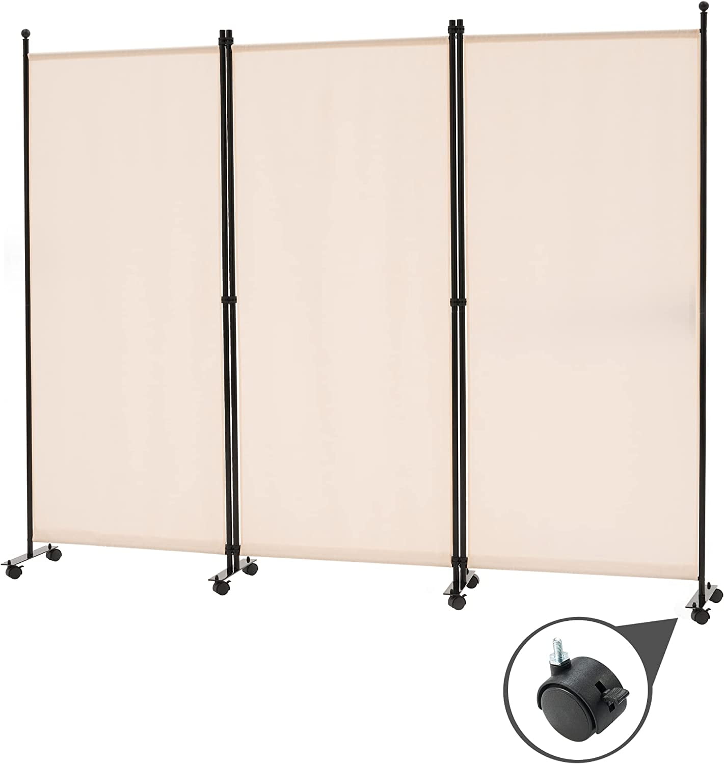 3 Panel Rolling Room Divider, Folding Partition Privacy Screens ...