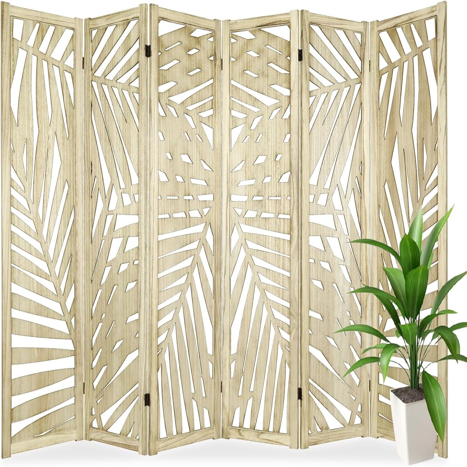 3 Panel Room Divider 5.6 Ft Wooden Folding Privacy Screen Room Divider ...