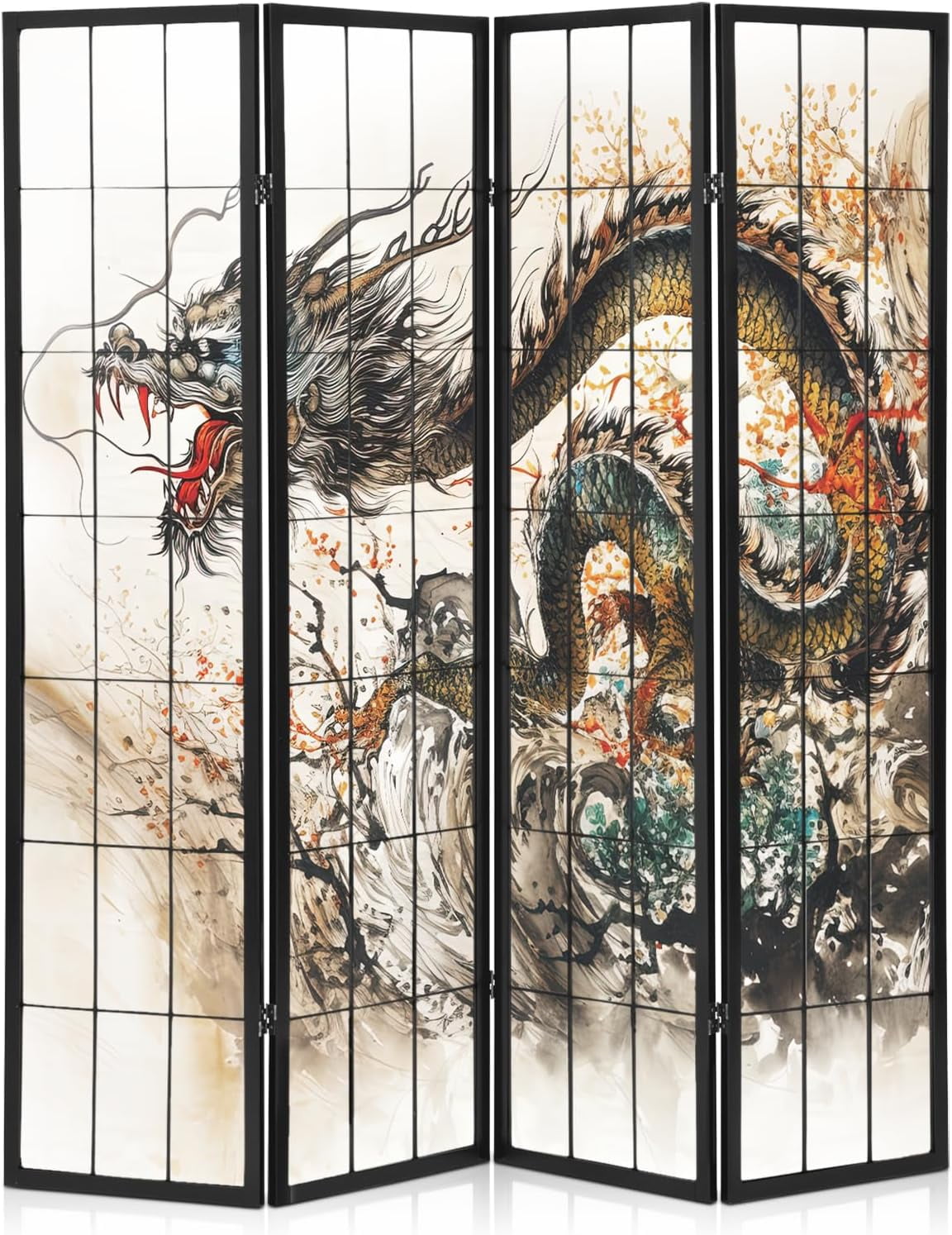 3 Panel Room Divider 5.7ft Rhombus Grid Partition Room Divider Japanese ...