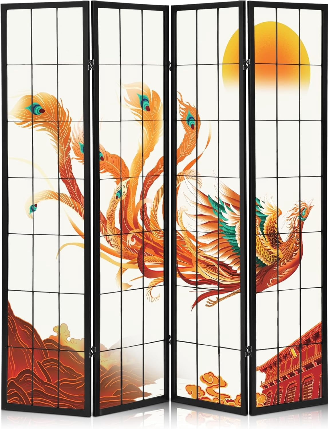 3 Panel Room Divider 5.7ft Rhombus Grid Partition Room Divider Japanese ...