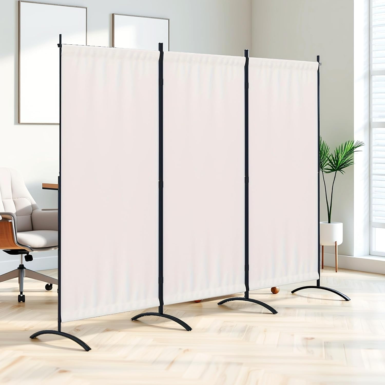 3 Panel Room Divider 6 Ft Folding Screen Room Dividers with 4 Curved ...