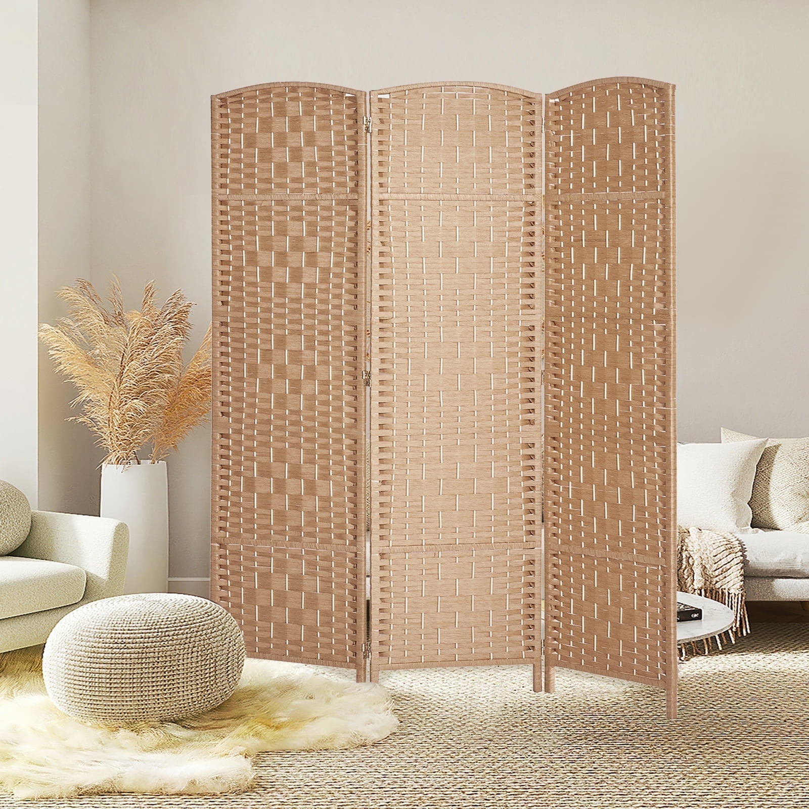 3-Panel Room Divider, 6 ft Office Partition Walls Wood Divider Folding ...