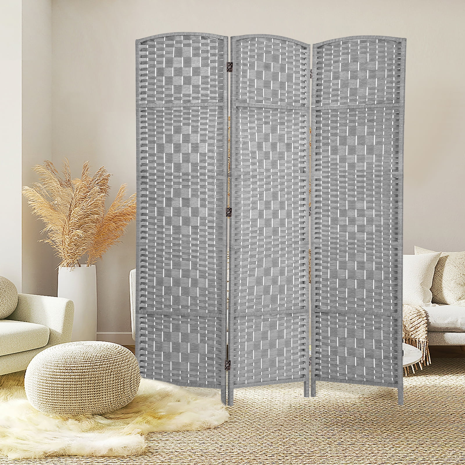 3-Panel Room Divider, 6 ft Office Partition Walls Wood Divider Folding ...