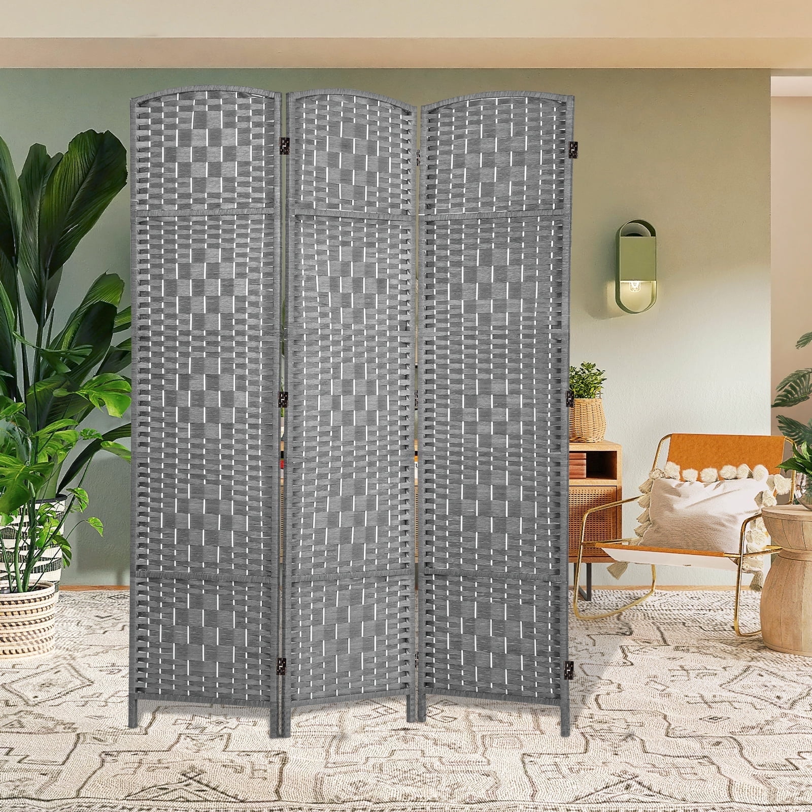 3-Panel Room Divider, 6 ft Office Partition Walls Wood Divider Folding ...