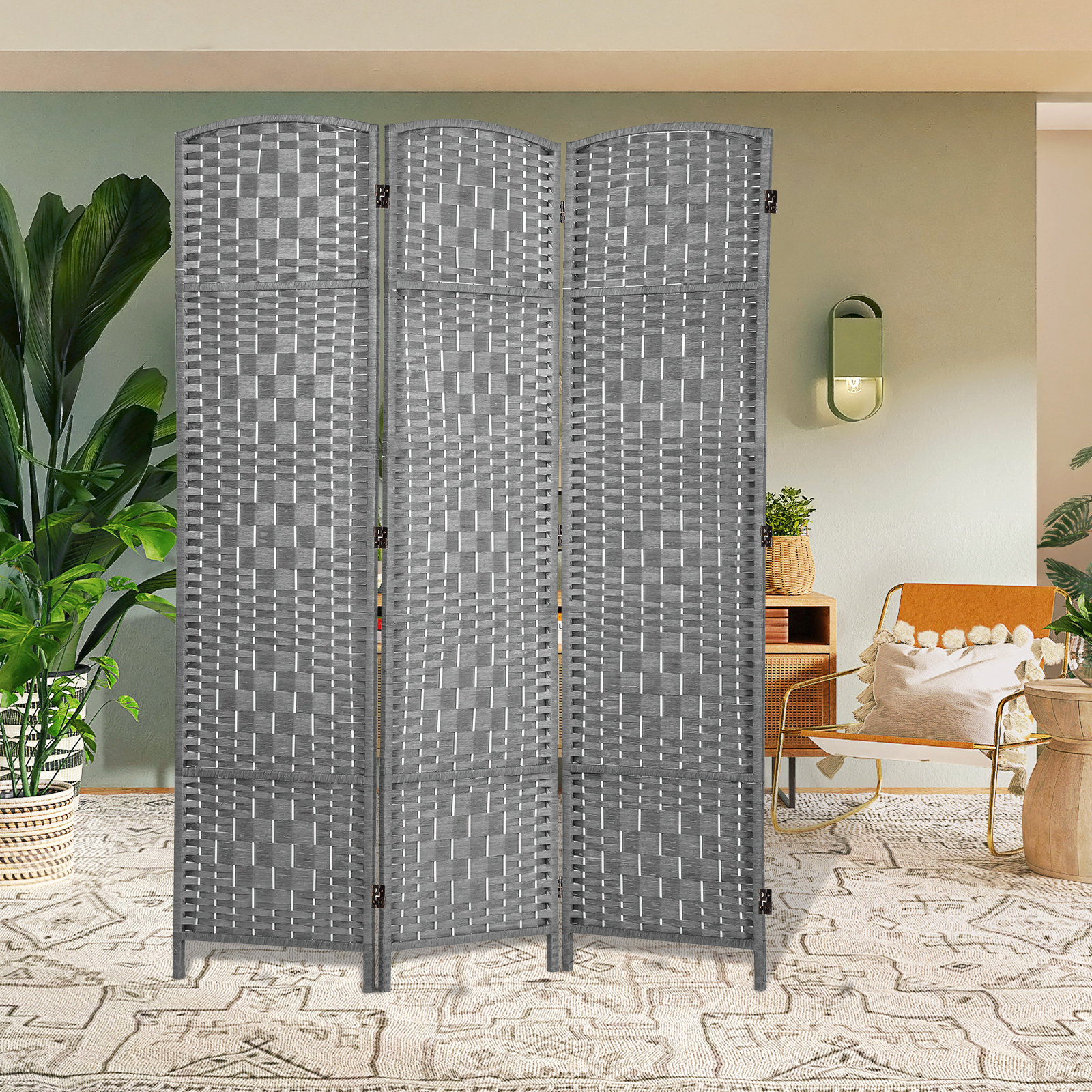 3-Panel Room Divider, 6 ft Office Partition Walls Wood Divider Folding ...