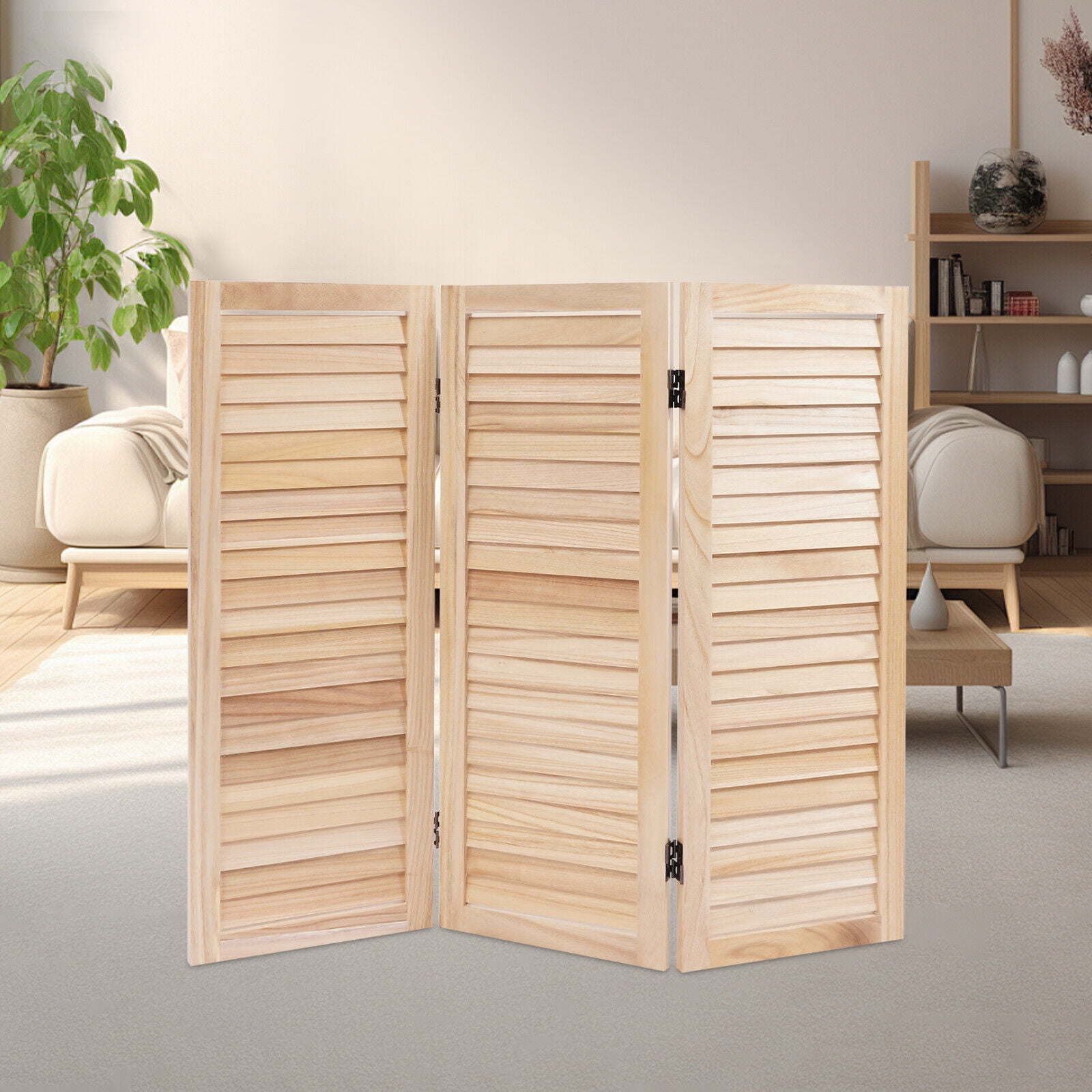 3 Panel Room Divider Screen Freestanding Folding Room Divider Wood Room ...