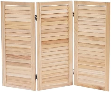 3 Panel Room Divider Screen, Freestanding Privacy Wooden Short Screen ...
