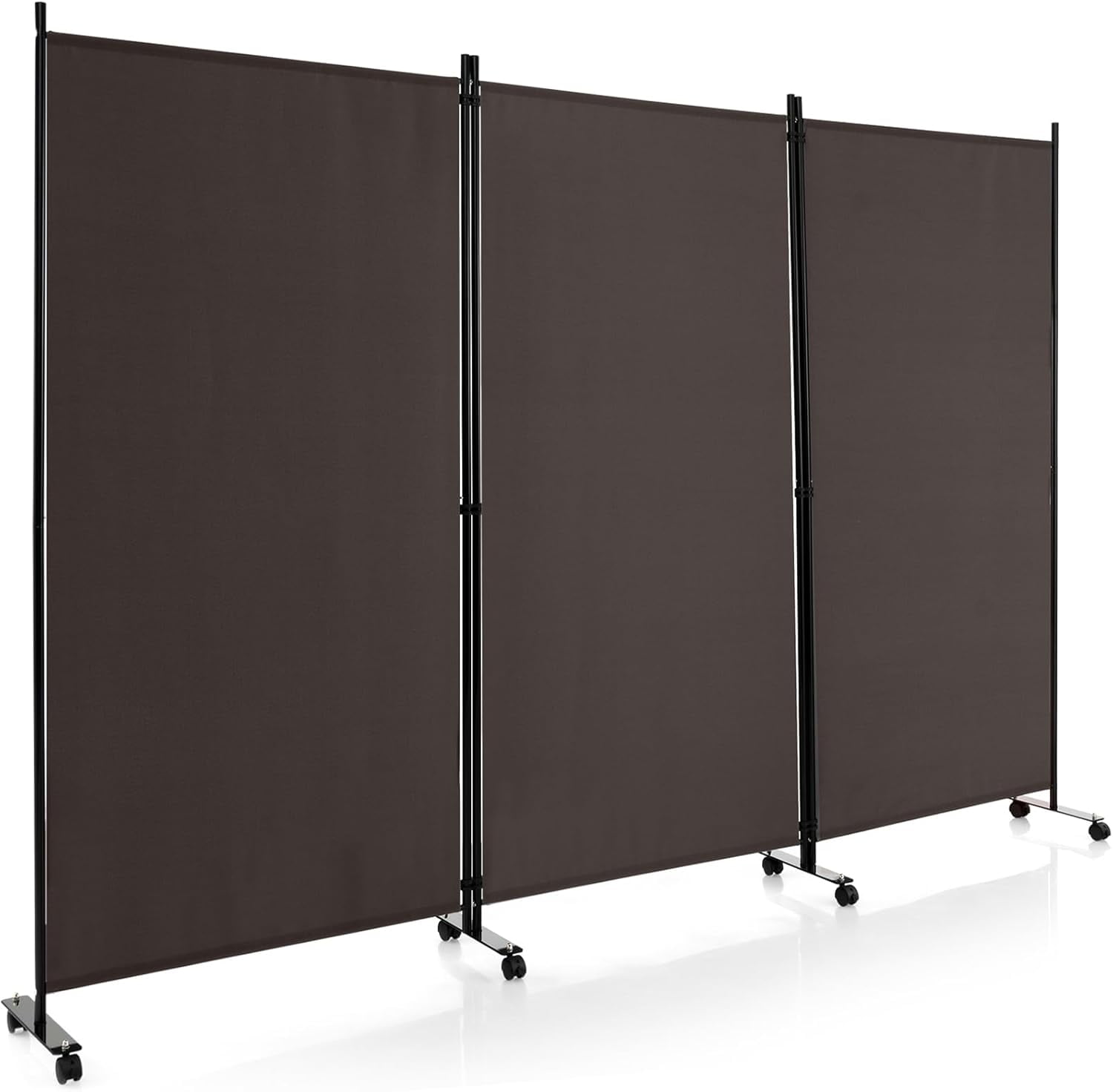 3 Panel Room Divider with Wheels, 103''W x 71''H Folding Privacy Screen ...