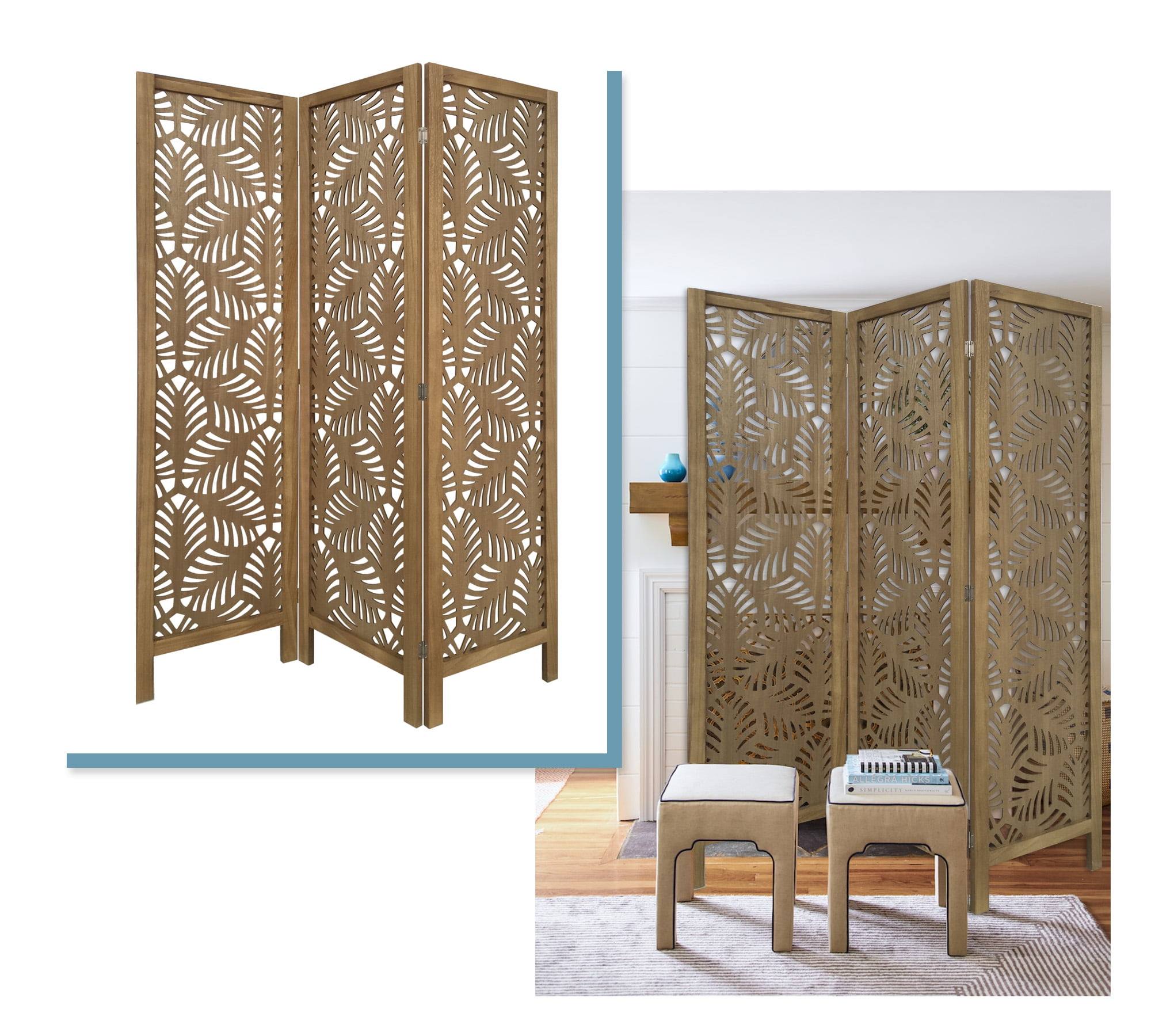 3 Panel Room Divider with Tropical leaf - Walmart.com