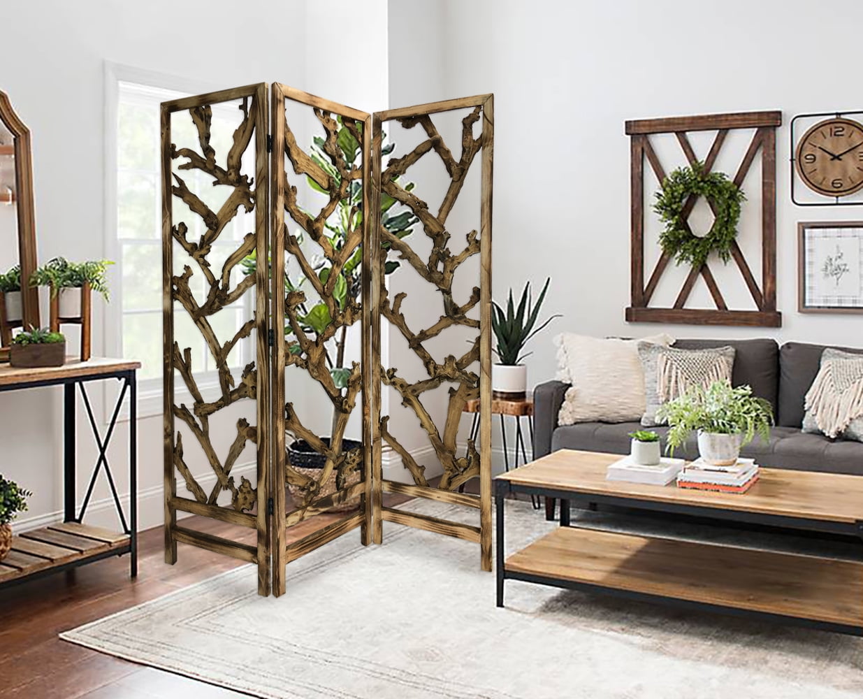 3 Panel Room Divider with Tropical leaf - Walmart.com