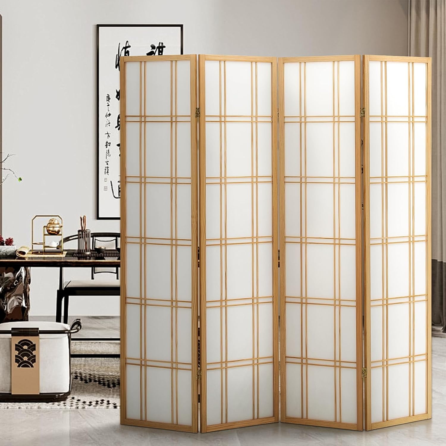 3-Panel Screen Room Divider, Modern Japanese Privacy Screen ...