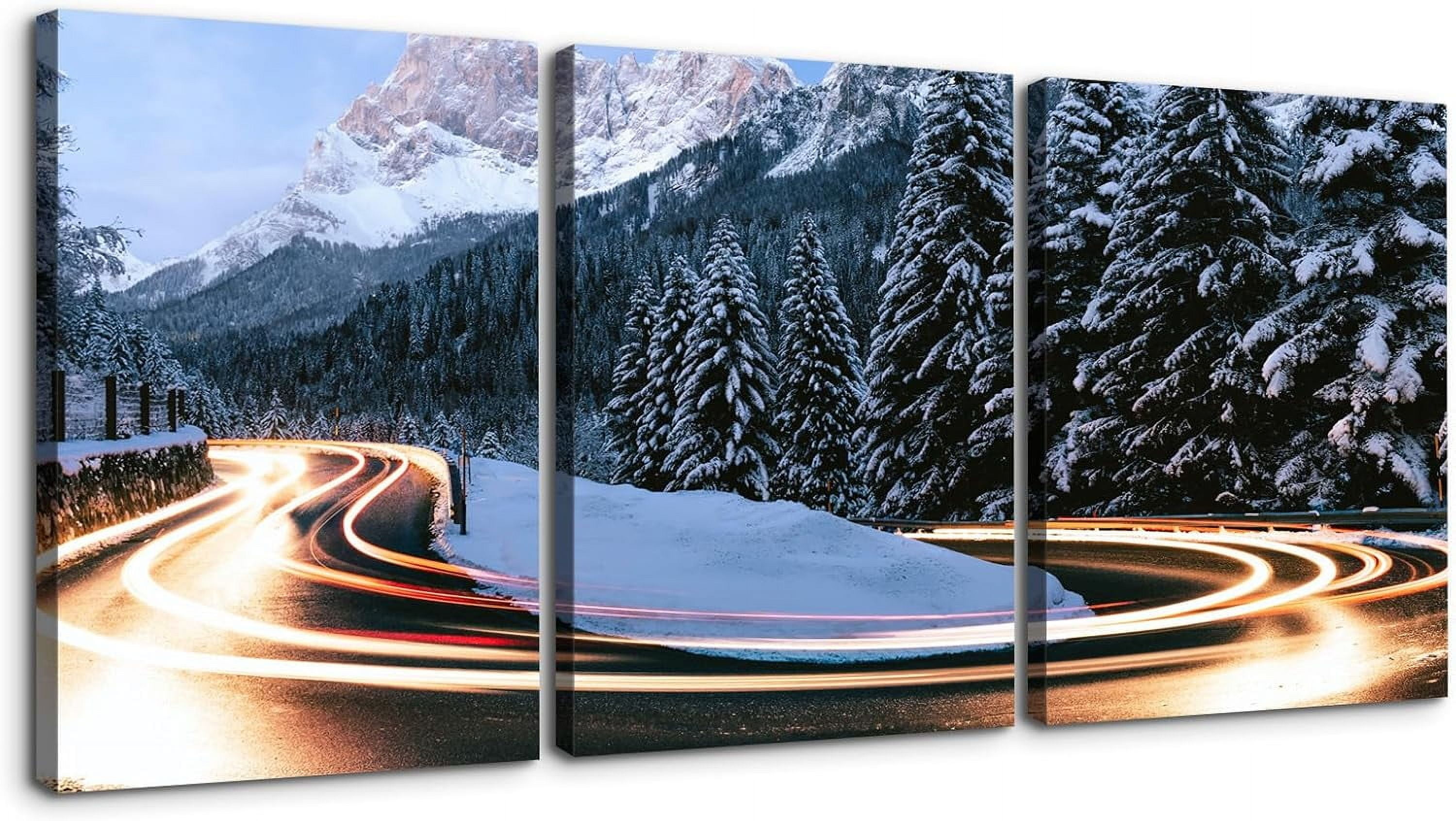 3 Panel Snow Mural Canvas Wall Art for Home Decor - Snowy Trees and ...