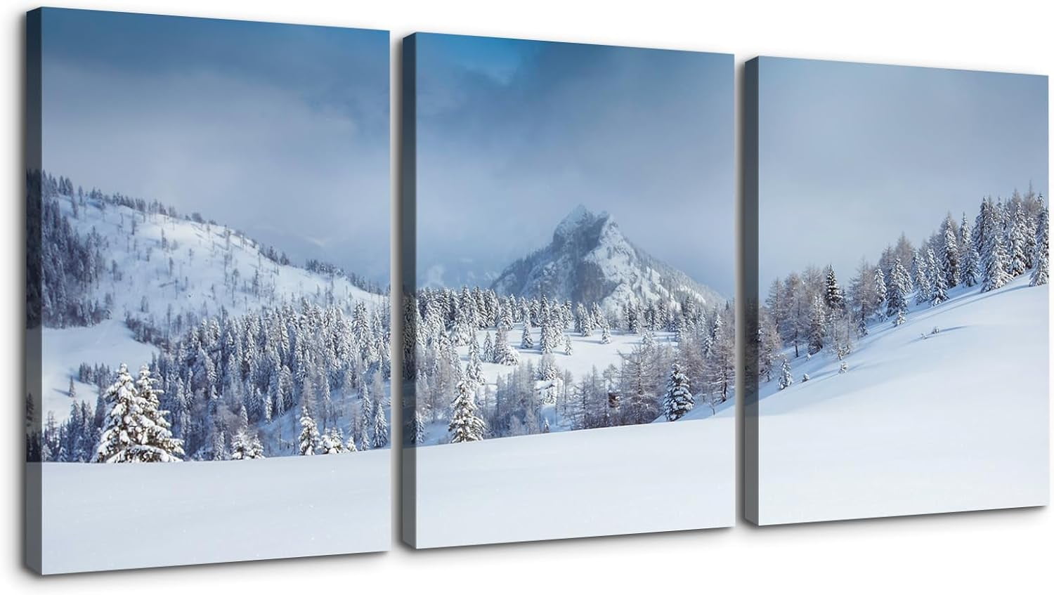 3 Panel Snow Mural Canvas Wall Art for Home Decor - Snowy Trees and ...