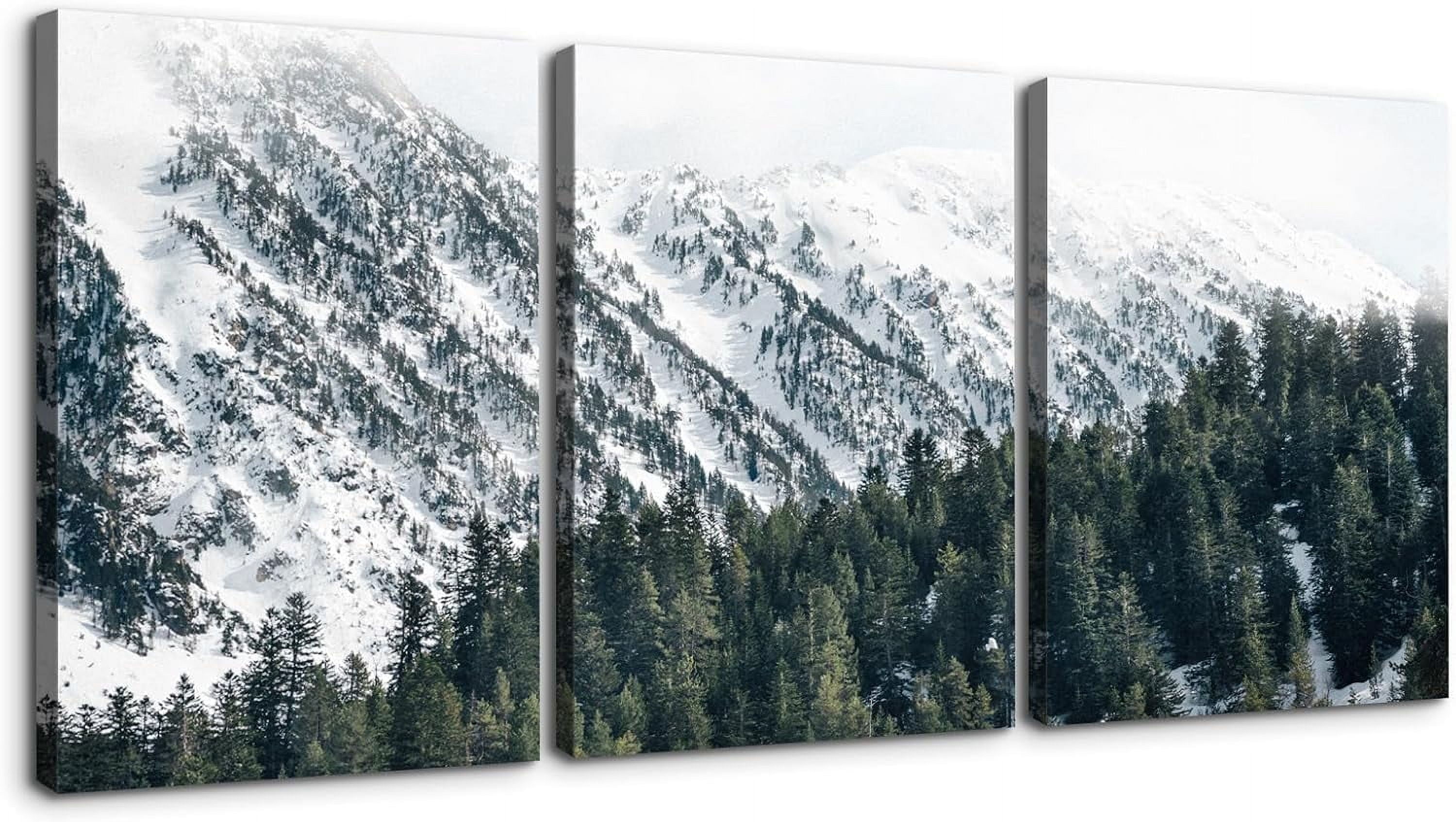 3 Panel Snow Mural Canvas Wall Art for Home Decor - Snowy Trees and ...