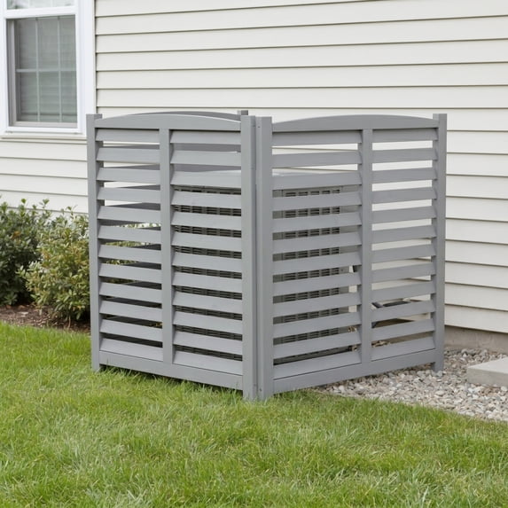 3-Panel Solid Fir Wood Privacy Screen Fence, Weatherproof Grey Outdoor ...