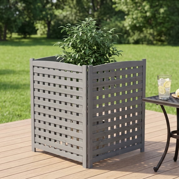 3-Panel Solid Wood Privacy Fence Screen, 32"W x 38"H Outdoor Partition ...
