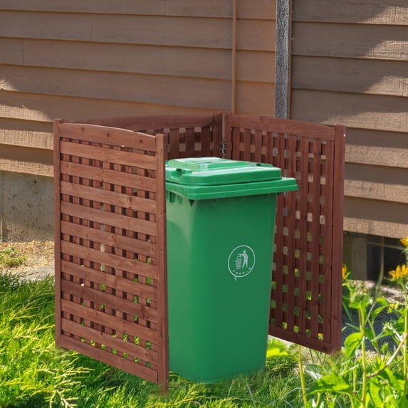 3-Panel Solid Wood Privacy Fence Screen for Outdoor AC Unit, Trash Bin ...