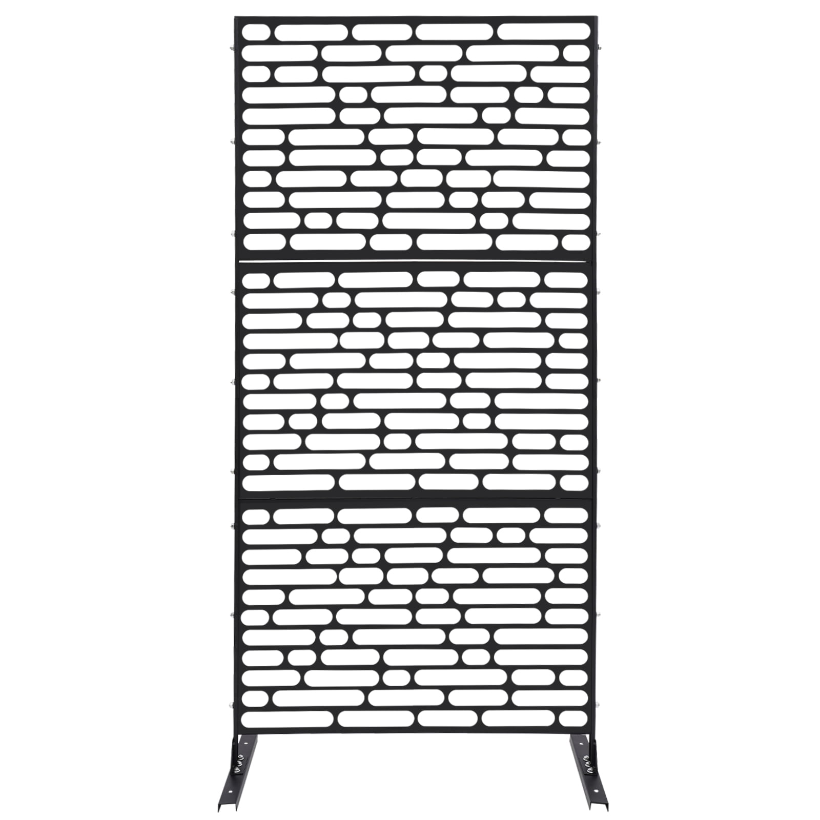 3-Panel Steel Privacy Screen with Black Long Stripes, High-temp Baked ...