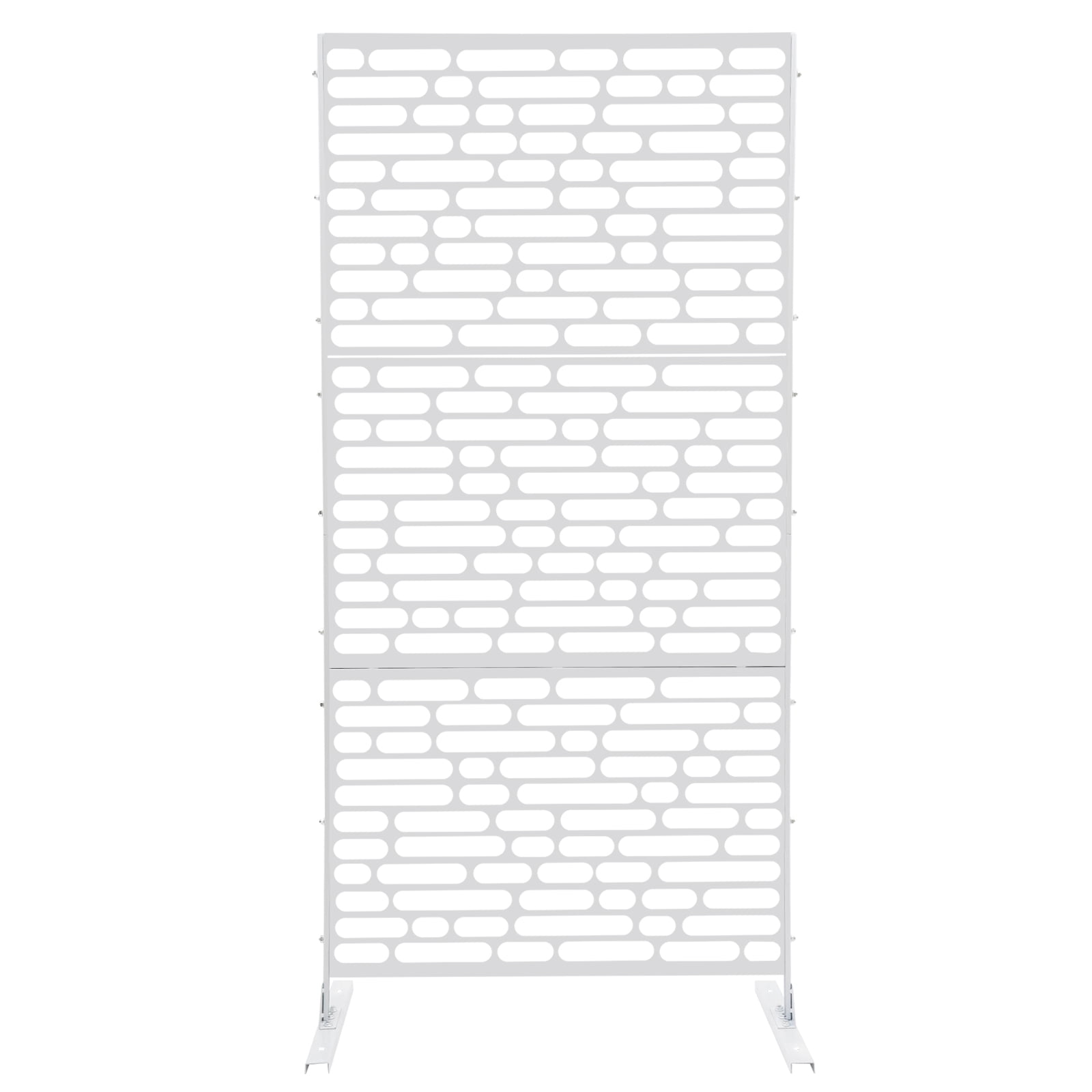 3-Panel Steel Privacy Screen with White Long Stripes, High-temp Baked ...