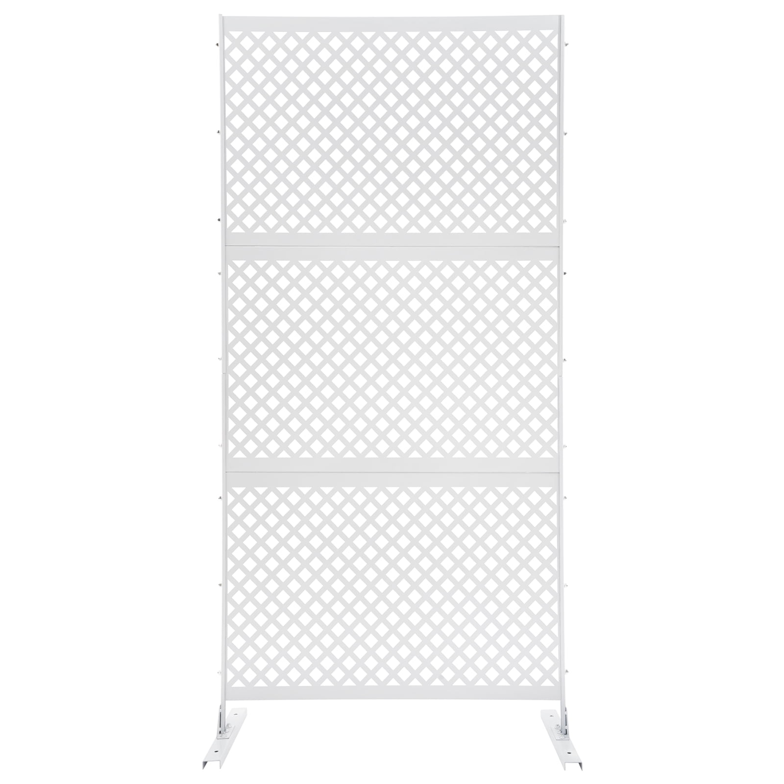 3-Panel Steel Privacy Screen with White Small Square Pattern, Diamond ...