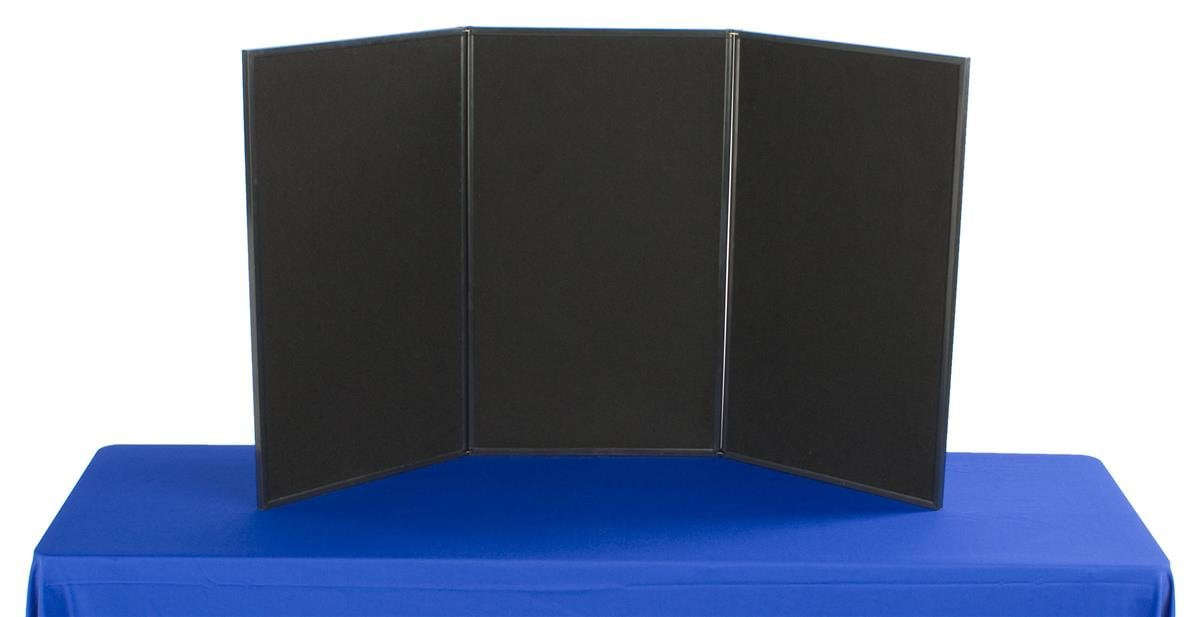 3-Panel Tabletop Display Board with Hook & Loop Fabric, 54 x 30 Inches ...