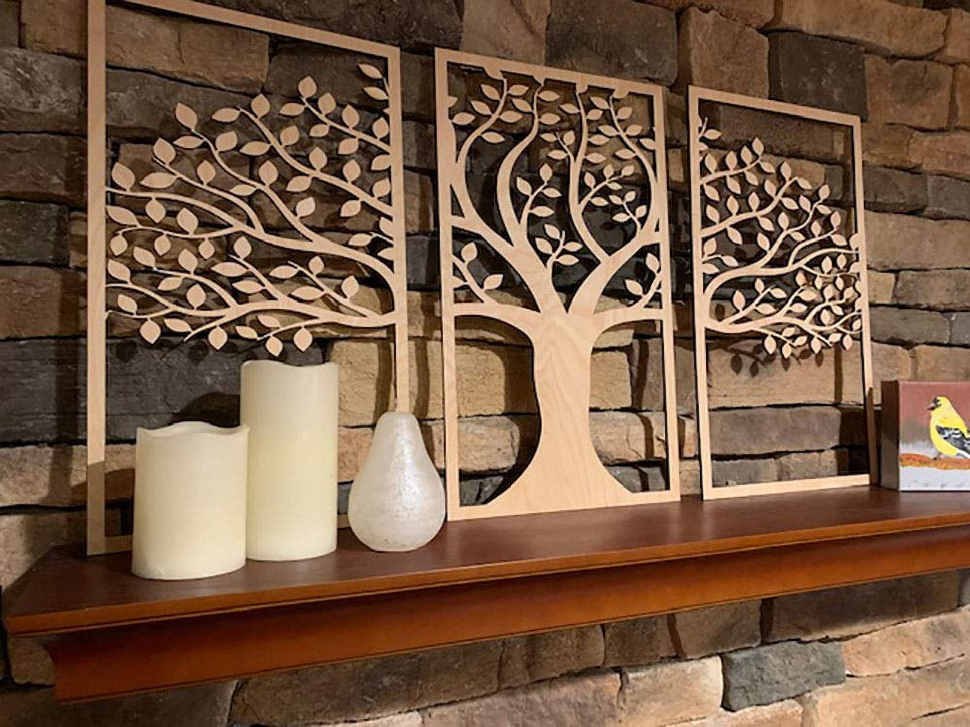 3 Panel Wall Art Tree Laser Cut Wood - Walmart.com