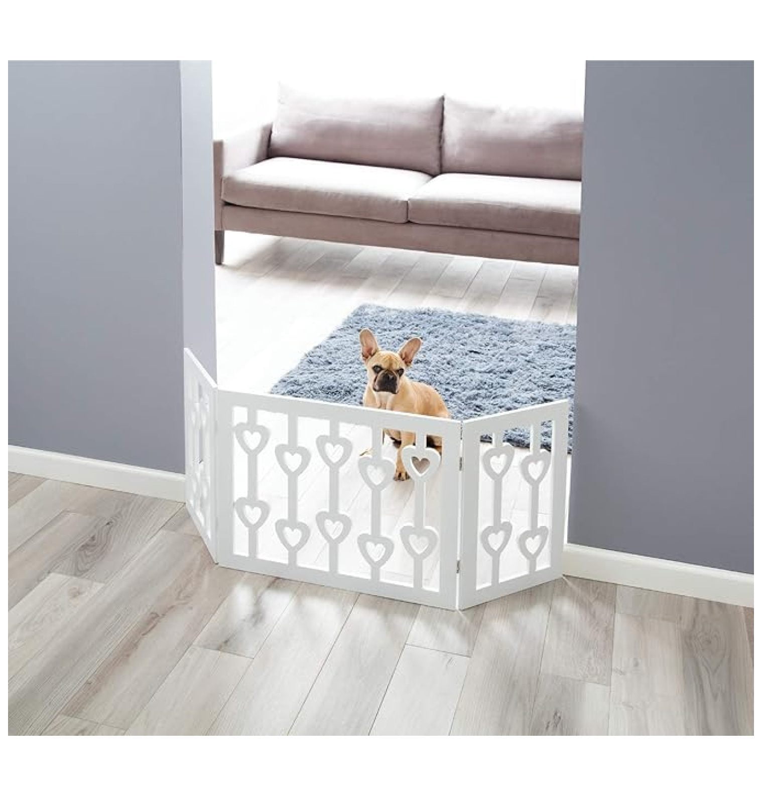 3 Panel White Wooden Design Pet Gate - Freestanding Tri Fold Durable ...
