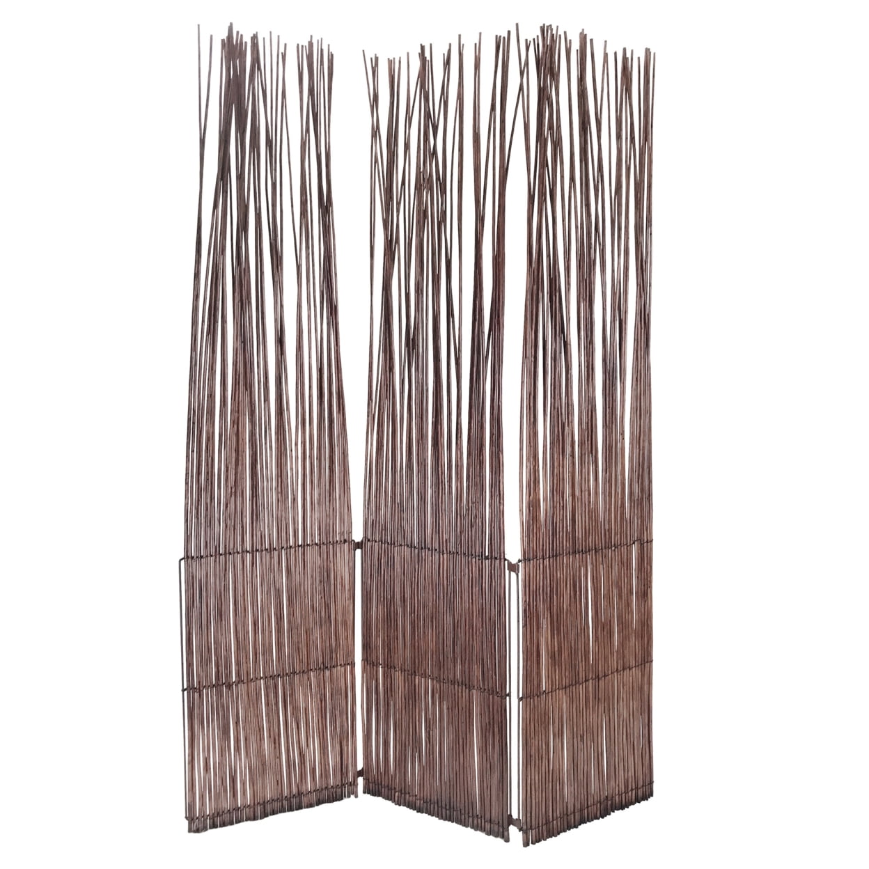 3 Panel Willow Panel Screen with Metal Hinges, Natural Brown- Saltoro ...