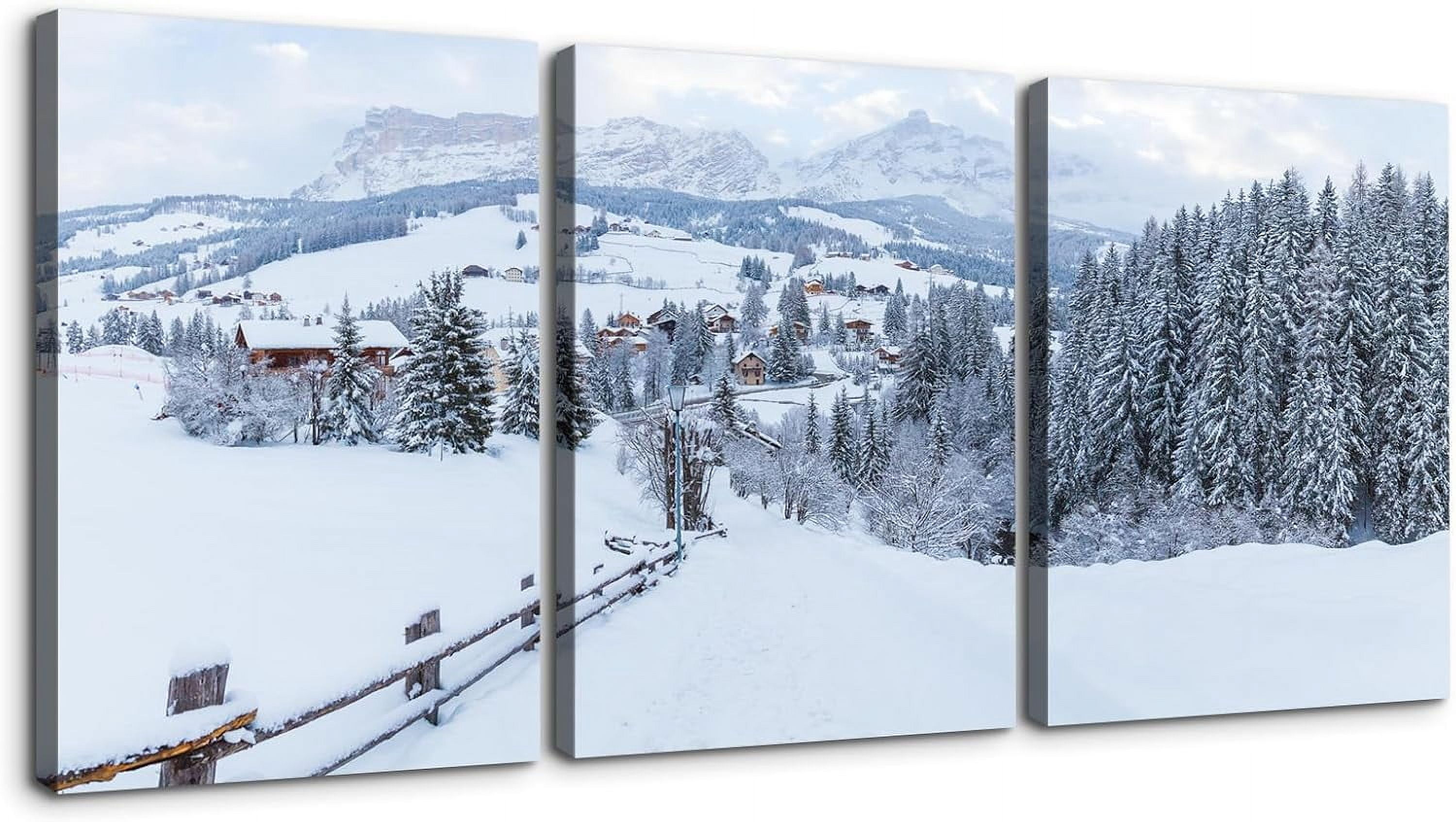 3 Panel Winter Wonders Canvas Wall Art for Home Decor - Snowy Trees ...
