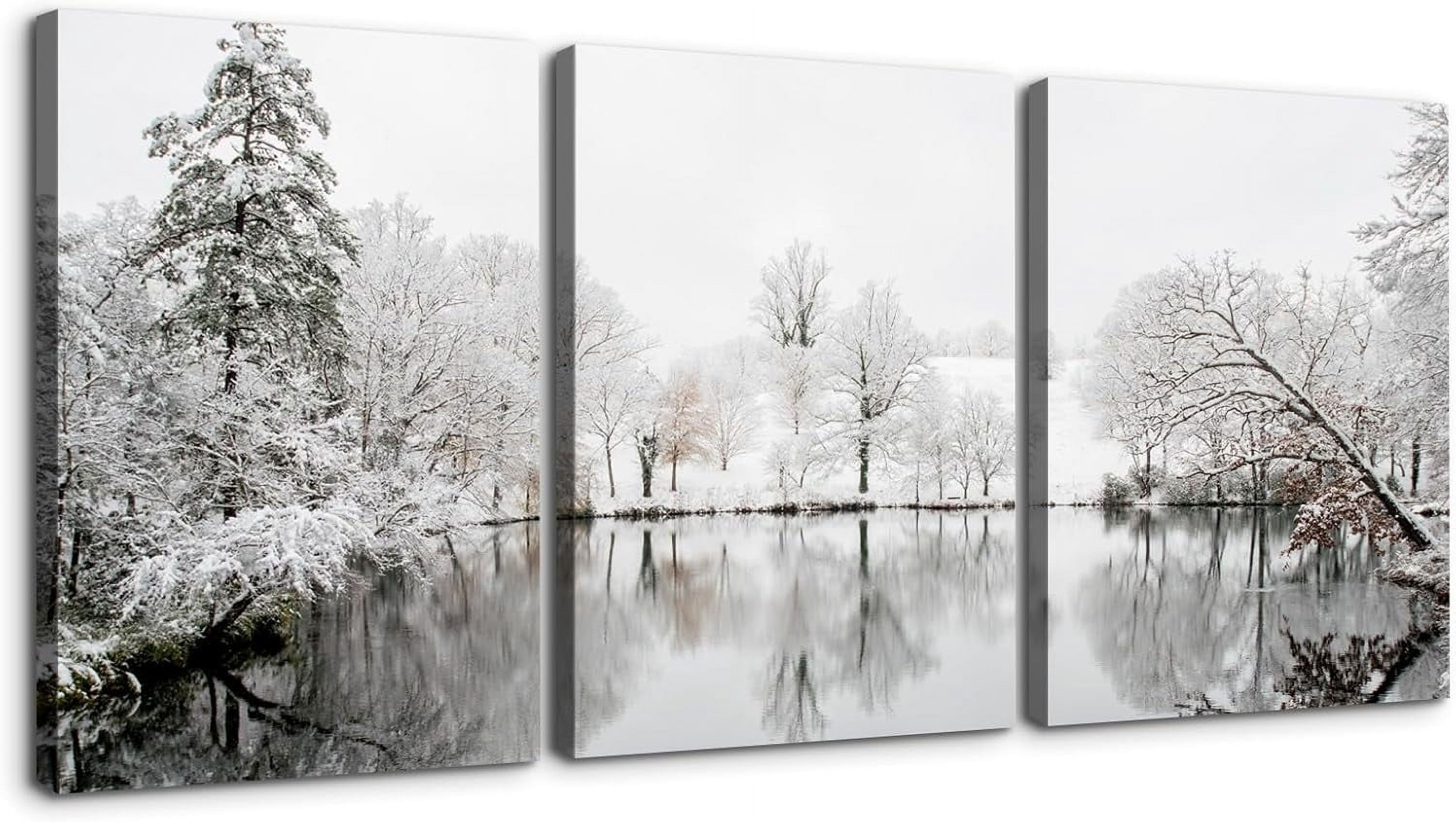 3 Panel Winter Wonders Canvas Wall Art for Home Decor - Swy Trees and ...