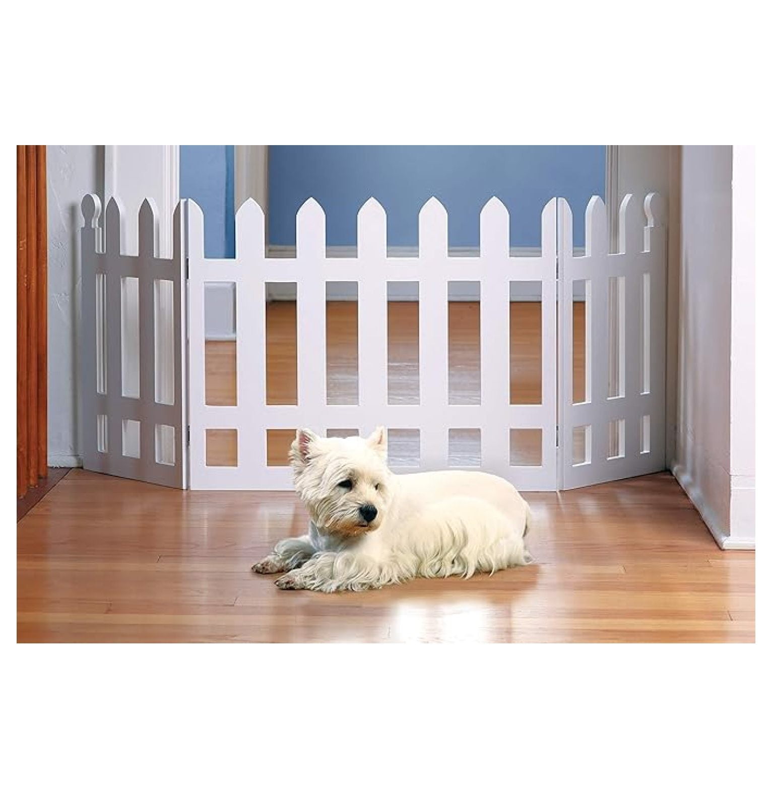 3 Panel Wood Picket Fence Design Pet Gate - 19 Inches Tall and Expands ...
