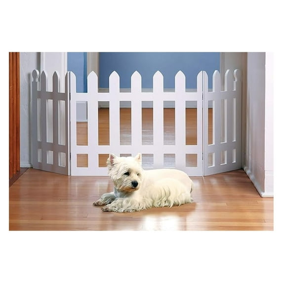 3 Panel Wood Picket Fence Design Pet Gate - 19 Inches Tall and Expands ...