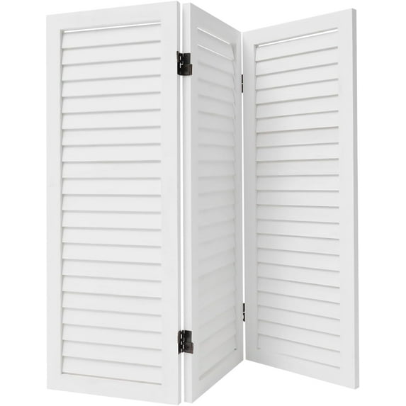 3 Panel Wood Short Window Room Divider 35.4" W x 31.9" H, Double Sided ...