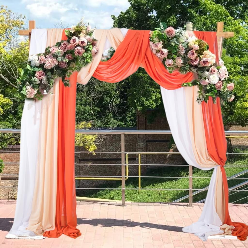 3 Panels 20Ft Fall Wedding Arch Drapes Chiffon Fabric Sheer Hanging ...