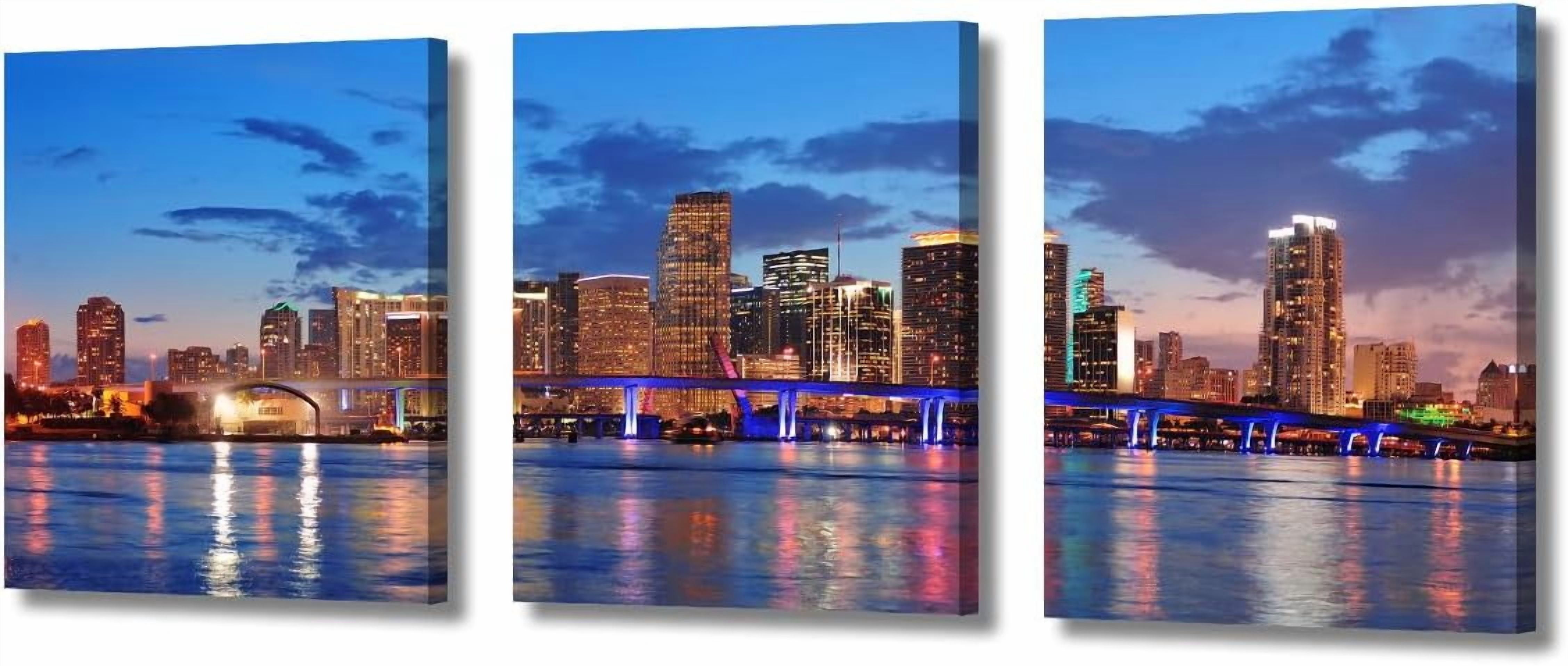 3 Panels Canvas Art Wall Decor Beach Sunset View Wall Art Canvas Print ...