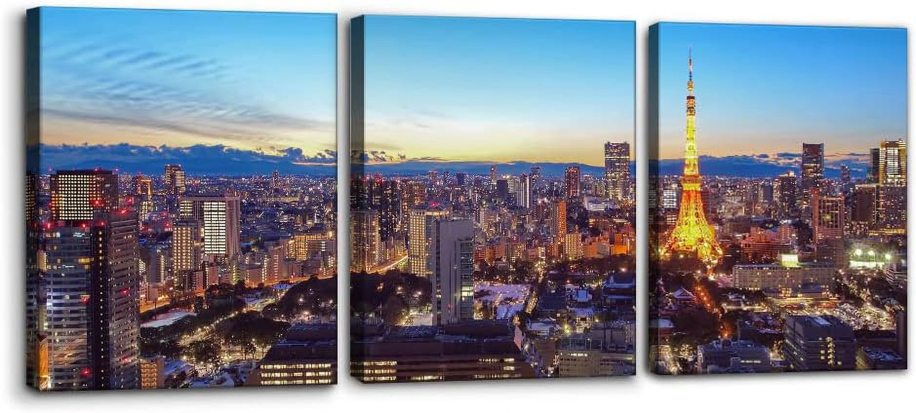 3 Panels Canvas Prints Wall Art Tokyo Tower Modern Wall Decor Japan ...